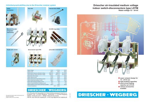 Driescher air-insulated medium voltage indoor switch-disconnectors ...