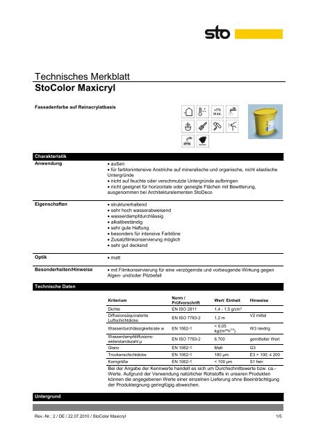 Technisches Merkblatt StoColor Maxicryl ...