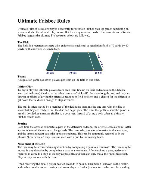 Ultimate Frisbee Rules