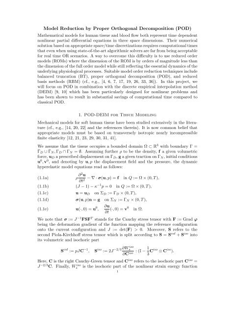 Model Reduction by Proper Orthogonal Decomposition (POD)
