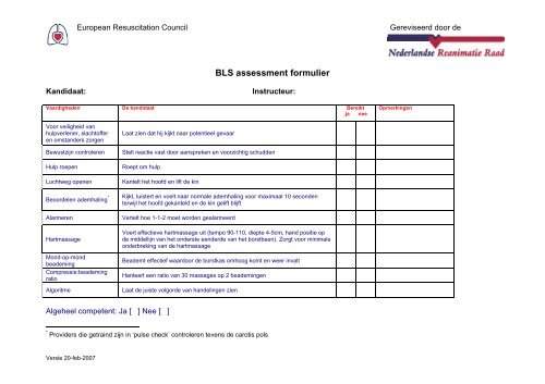 BLS assessment formulier