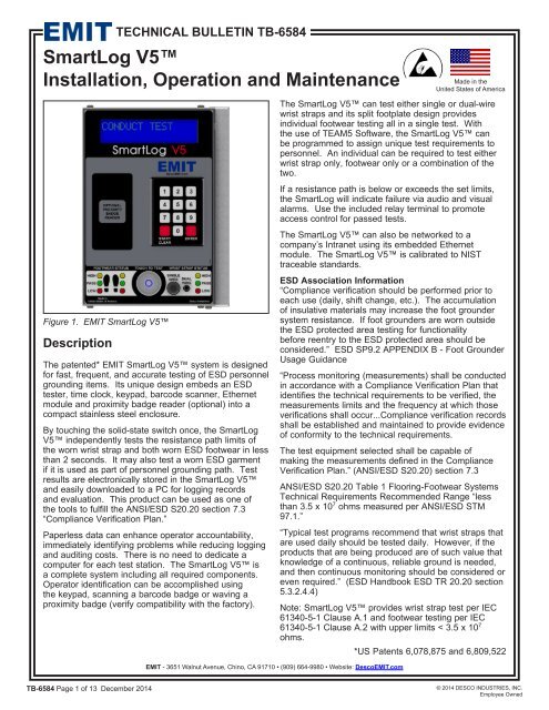 SmartLog V5 Installation Operation and Maintenance