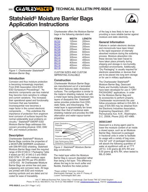 Statshield Moisture Barrier Bags Application Instructions