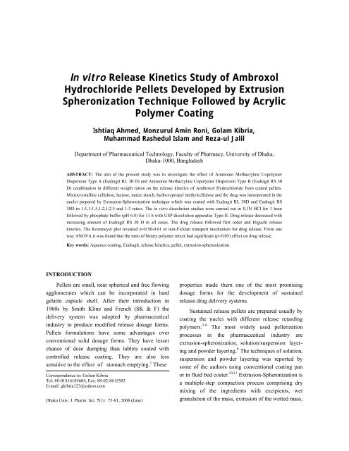 In vitro Release Kinetics Study of Ambroxol Hydrochloride Pellets ...