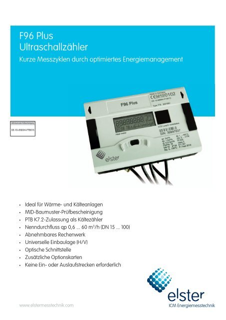 F96 Plus Ultraschallzähler - Elster Messtechnik GmbH