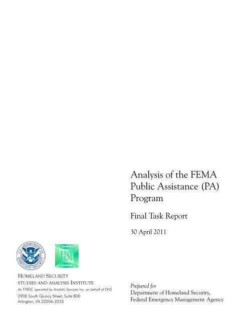 Analysis of the FEMA Public Assistance (PA) Program