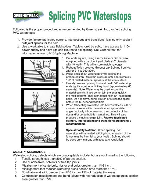 Splicing Guide for PVC Waterstops (PDF) - Greenstreak, Inc.