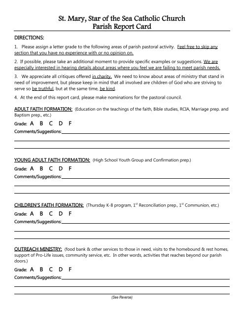 Free Report Card Printable Catholic