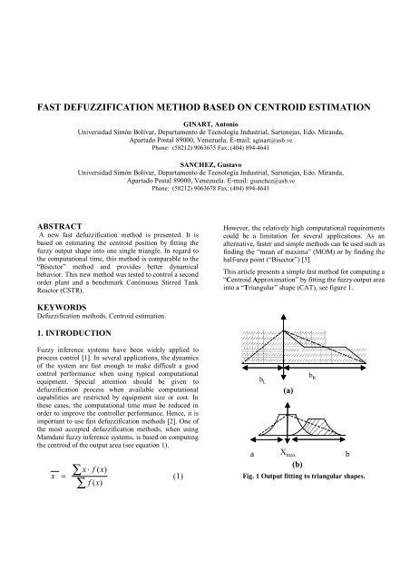 fast defuzzification method based on centroid estimation
