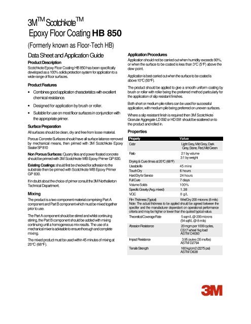 3M Scotchkote Epoxy Floor Coating HB 850