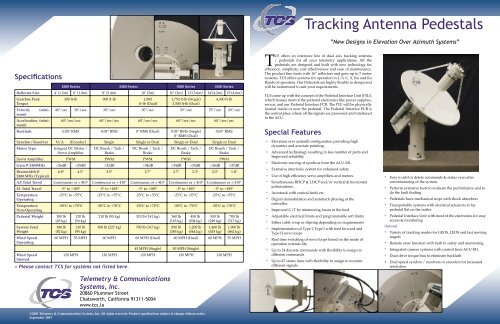 Tracking Antenna Pedestals