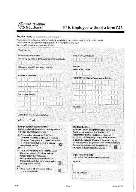 Customs P46: Employee without a form P55 - Accounting ...
