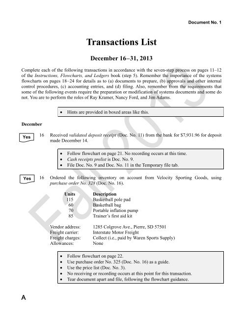 Transactions List