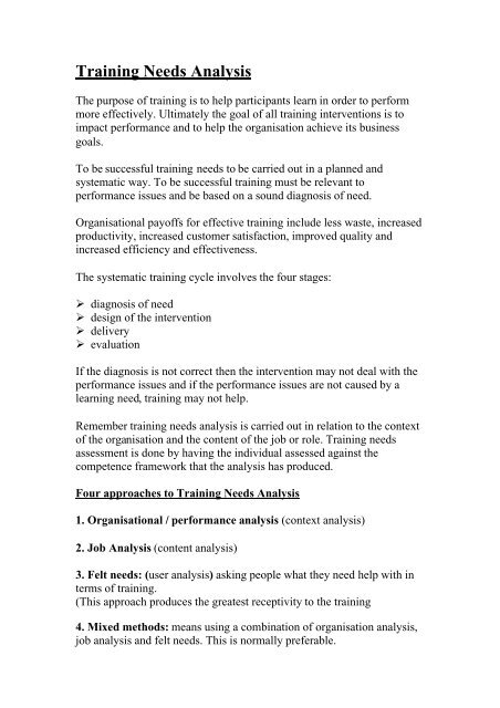 Training Needs Analysis
