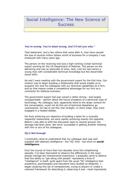 Social Intelligence The New Science of Success