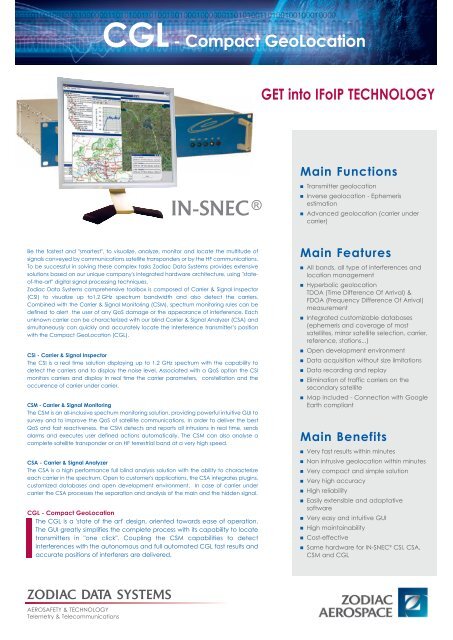 CGL- Compact GeoLocation Main Functions - Zodiac Data System