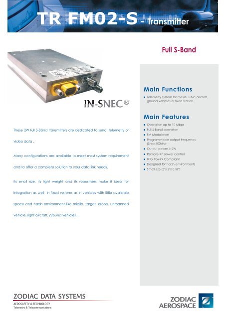 TR FM02-S - Transmitter - Zodiac Data System