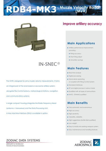 Muzzle Velocity Radar - MVR - Zodiac Data System