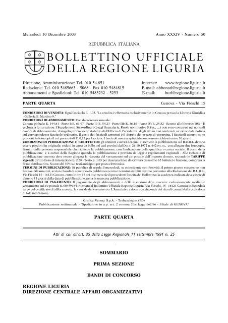 Bollettino Ufficiale Liguria Pubblicazione Numero Domande Di