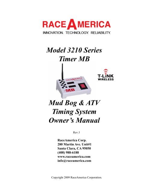 Model 3210 Series Timer MB Mud Bog & ATV Timing System Owner’s Manual