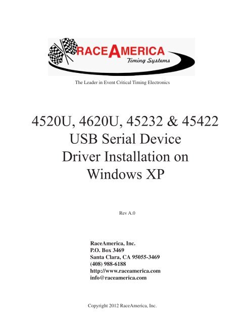 USB Serial Device Driver Installation on Windows XP