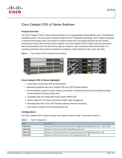 Cisco Catalyst 3750 v2 Series Switches