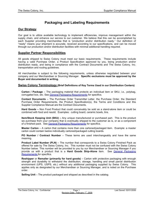 Packaging and Labeling Requirements