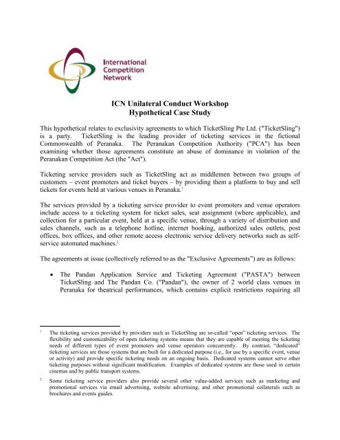 ICN Unilateral Conduct Workshop Hypothetical Case Study