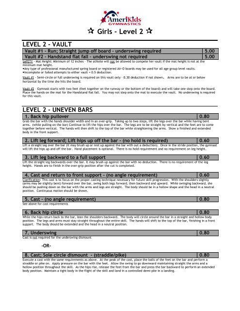 Girls - Level 2 - AmeriKids Gymnastics