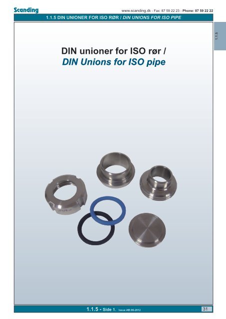 DIN unioner for ISO rør / DIN Unions for ISO pipe