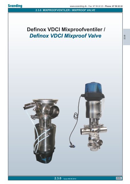 Definox VDCI Mixproofventiler / Definox VDCI Mixproof Valve