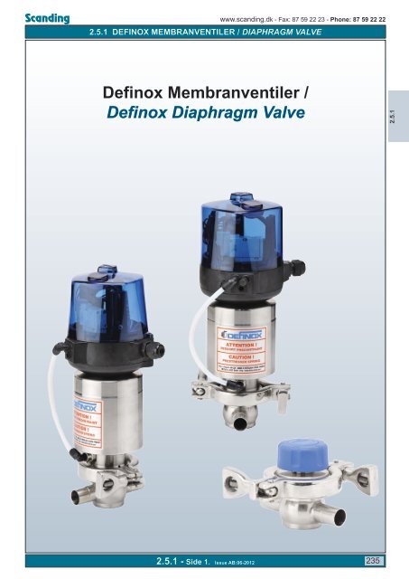 Definox Membranventiler / Definox Diaphragm Valve