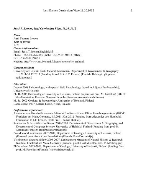 CV - Helsinki.fi
