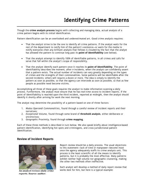 Identifying Crime Patterns