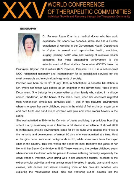 BIOGRAPHY Dr. Parveen Azam Khan is a medical doctor who has ...