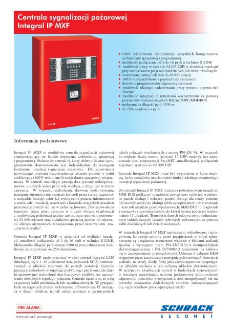 Centrala sygnalizacji poÅ¼arowej Integral IP MXF - Schrack Seconet ...