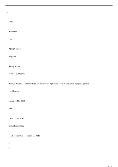 Sidang Komisi Judul Tesis/Disertasi - MB IPB