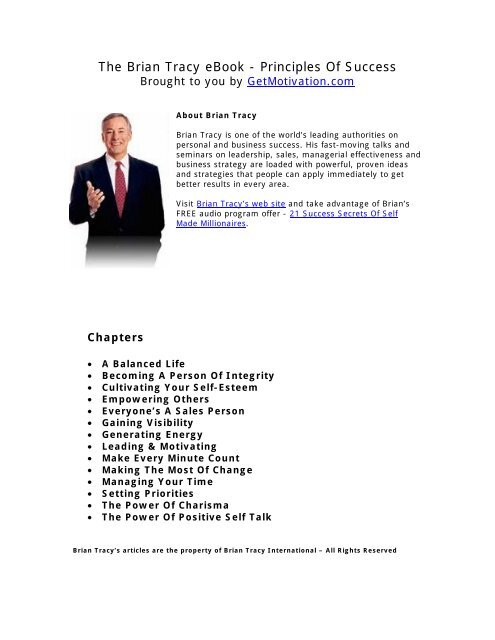 The Brian Tracy eBook - Principles Of Success