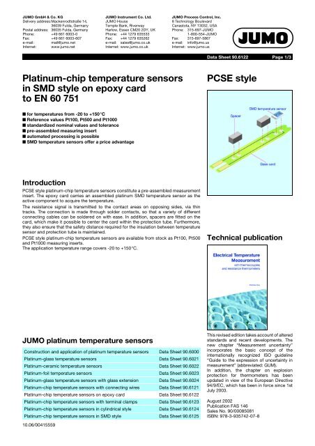 Platinum-chip temperature sensors in SMD style on epoxy card to ...