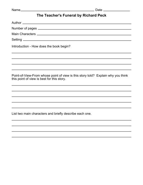 The Teacher's Funeral by Richard Peck