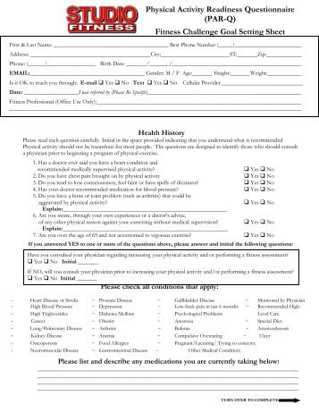 Physical Activity Readiness Questionnaire (PAR‐Q) - Sturgeon County