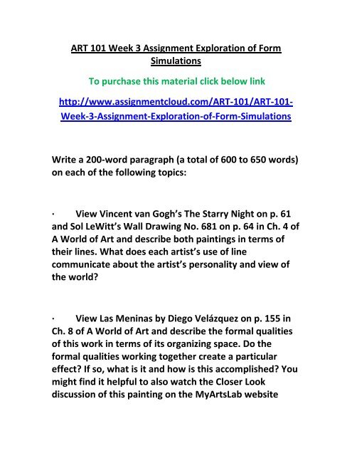 ART 101 Week 3 Assignment Exploration of Form Simulations.