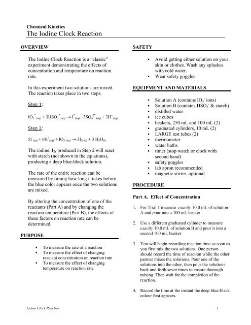 The Iodine Clock Reaction