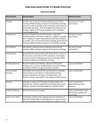 PARK ROAD MONTESSORI PTO BOARD POSITIONS