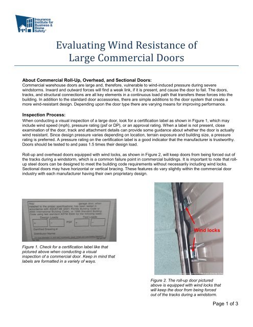 Evaluating Wind Resistance of Large Commercial Doors