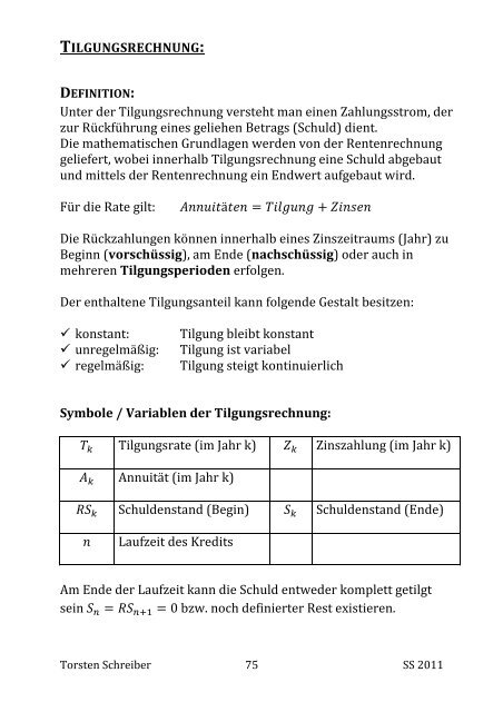 TILGUNGSRECHNUNG