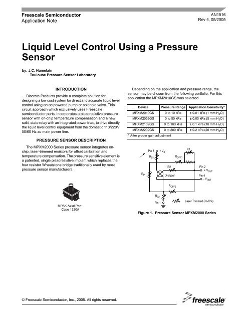 Liquid Level Control Using a Pressure Sensor