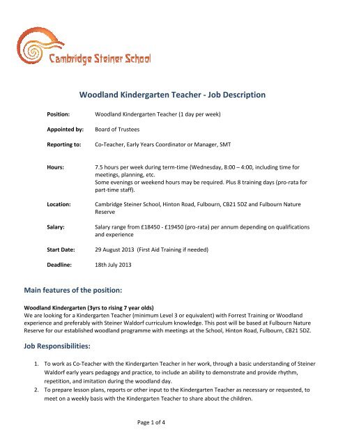 woodland-kindergarten-teacher-job-description