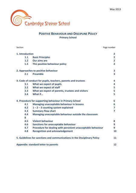 POSITIVE BEHAVIOUR DISCIPLINE POLICY