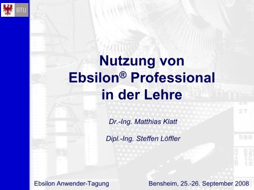 Nutzung von Ebsilon Professional in der Lehre